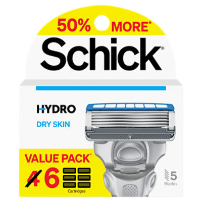 Schick Hydro 5 Dry Skin Razor Refills for Men Value Pack, 6ct - ShopRite