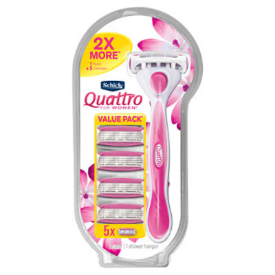 Schick Quattro For Women Razor Value Pack, 1 Razor Handle & 5 Razor ...