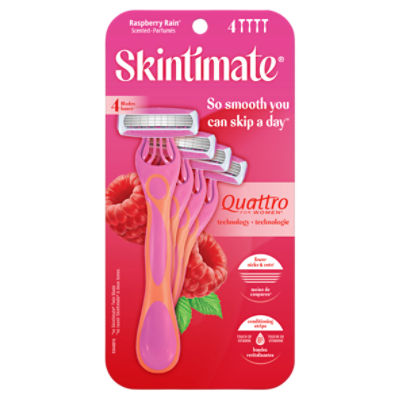 Skintimate Raspberry Rain 4-Blade Disposable Razor, 4 Count
