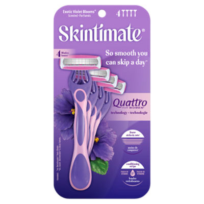 Skintimate Exotic Violet Blooms 4-Blade Disposable Razor, 4 Count ...