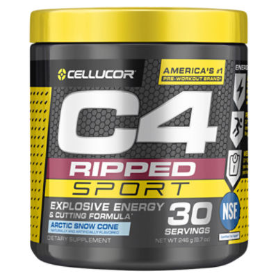 Cellucor C4 Ripped Sport Arctic Snow Cone Dietary Supplement, 8.7 oz ...