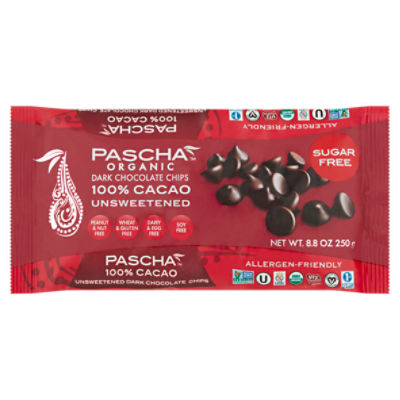 Pascha Organic 100% Cacao Unsweetened Dark Chocolate Chips, 8.8 oz ...