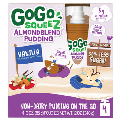 GoGo Squeez Vanilla Almond Blend Non-Dairy Pudding on the Go, 3 oz, 4 count