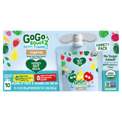 GoGo Squeez Happy Tummiez Organic Blend of Fruit & Veggies on the Go ...