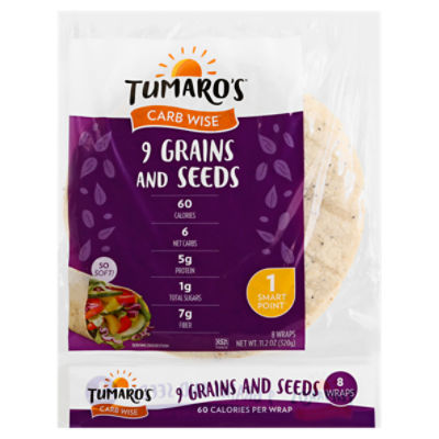 Tumaro's Carb Wise 9 Grains and Seeds Wraps, 8 count, 11.2 oz - The ...