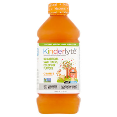 Kinderlyte Orange Natural Oral Electrolyte Solution, 33.8 fl oz