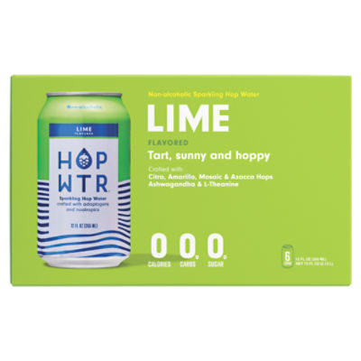 Hop Wtr Lime Sparkling Hop Water, 12 oz, 6 count