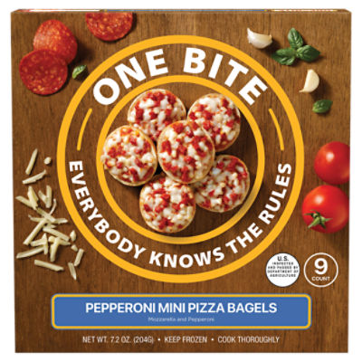 One Bite Mozzarella and Pepperoni , Mini Pizza Bagels
