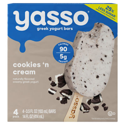 Yasso Cookies 'n Cream Greek Yogurt Bars, 14 fl oz, 4 count - The Fresh ...