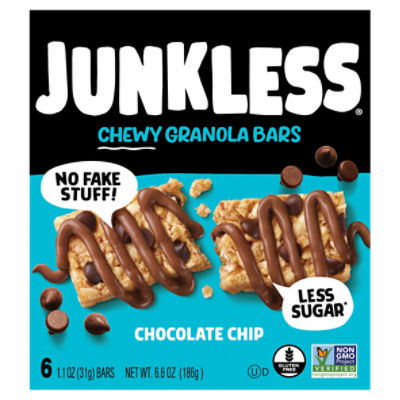 Junkless Chocolate Chip Chewy Granola Bars, 1.1 oz, 6 count - The Fresh ...