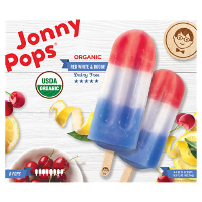 JonnyPops Organic Red White and Boom, 8 count, 1.85 fl oz - Fairway