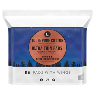 L. Extra Long Overnight Ultra Thin Pads with Wings, 36 count