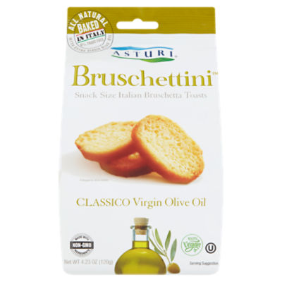 Asturi Bruschettini Classico Virgin Olive Oil, Italian Bruschetta Toasts