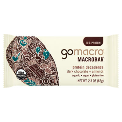GoMacro Protein Decadence Dark Chocolate + Almonds Macrobar, 2.3 oz ...