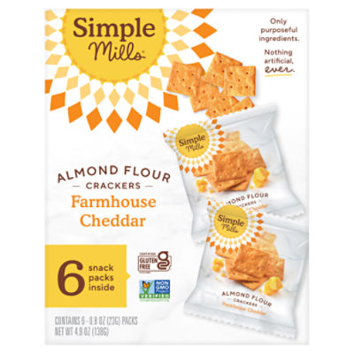 Simple Mills Almond Flour Farmhouse Cheddar Crackers, 0.8 oz, 6 count ...