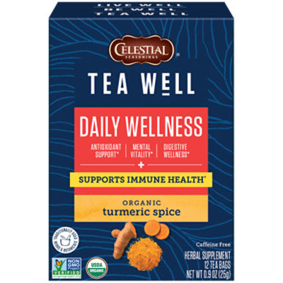 Celestial Seasonings Tea Well Organic Turmeric Spice, Herbal Supplement