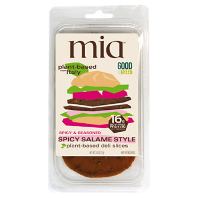 Mia Spicy & Seasoned Salame Style Plant-Based, Deli Slices