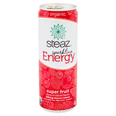 Steaz Organic Super Fruit Sparkling Energy Drink, 12 fl oz
