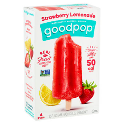 GoodPop Strawberry Lemonade Pops, 2.5 fl oz, 4 count