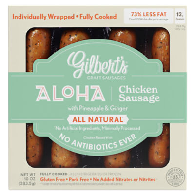 Gilbert's Craft Sausages Aloha Chicken Sausage, 10 oz - Fairway