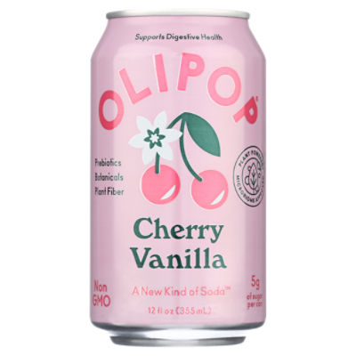 OLIPOP Cherry Vanilla Sparkling Soda 12 fl oz