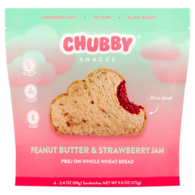 Chubby Snacks Peanut Butter & Strawberry Jam Sandwiches, 2.4 oz, 4 ...