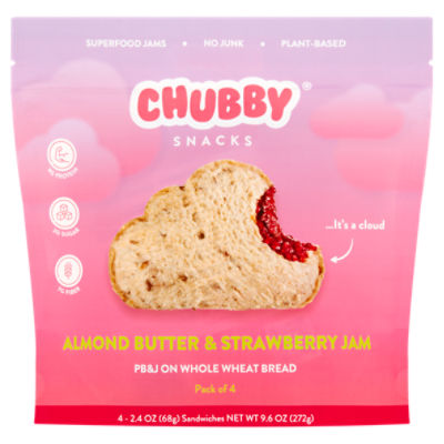 Chubby Snacks Almond Butter & Strawberry Jam Sandwiches, 2.4 oz, 4 ...