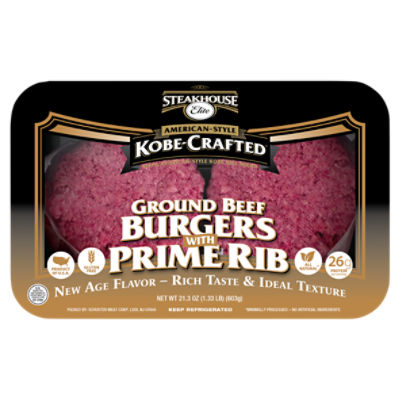 Steakhouse Elite Kobe-Crafted American-Style Ground Beef Burgers with ...