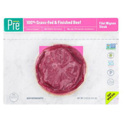 Pre Filet Mignon Steak 100% Grass-Fed & Finished Beef, 5 oz - ShopRite