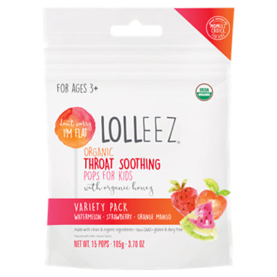 Lolleez Organic Throat Soothing Pops for Kids Variety Pack, For Ages 3 ...
