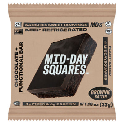 Mid-Day Squares Brownie Batter Chocolate + Functional Bar, 1.16 oz ...