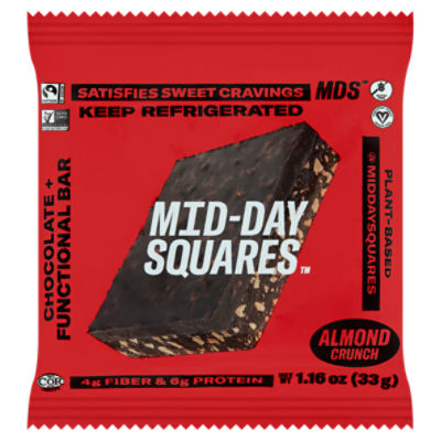 Mid-Day Squares Almond Crunch Chocolate + Functional Bar, 1.16 oz - Gourmet
