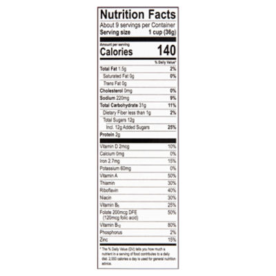 Cocoa Pebbles Nutrition Label