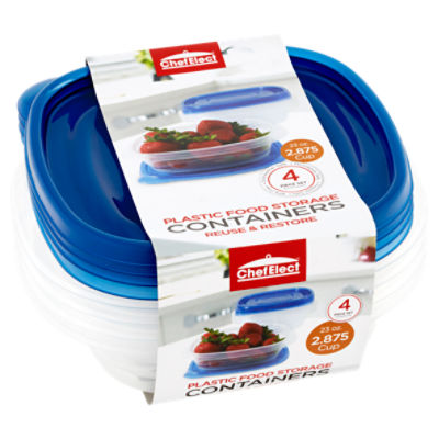 Chef Elect 2.875 Cup Plastic Food Storage Containers, 4 count - ShopRite