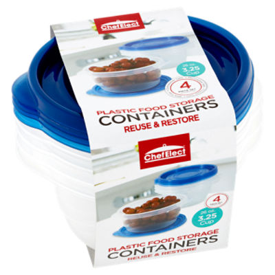 Chef Elect 3.25 Cup Plastic Food Storage Containers, 4 count - Fairway