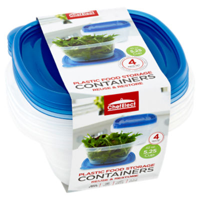 Chef Elect 5.25 Cup Plastic Food Storage Containers, 4 count - ShopRite