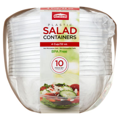Chef Elect 32 oz Plastic Salad Containers, 10 count - The Fresh Grocer