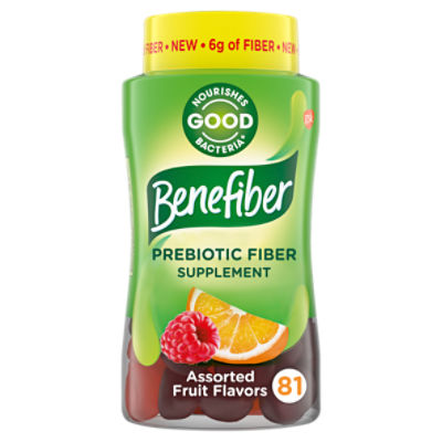 Benefiber Prebiotic Fiber Supplement Gummies, Assorted Fruit Flavor ...
