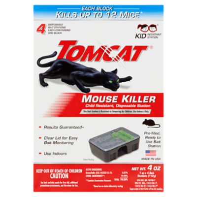 Tomcat Child Resistant Disposable Station Mouse Killer, 1 oz, 4 count ...