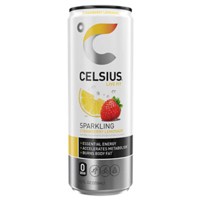 CELSIUS Sparkling Strawberry Lemonade, Functional Essential Energy ...