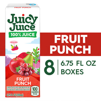 Juicy Juice Fruit Punch, 100% Juice, 8 Count, 6.75 FL ounce Juice Box ...