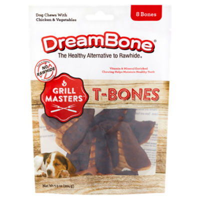 DreamBone Grill Masters T-Bones Dog Chews with Chicken & Vegetables, 8 ...