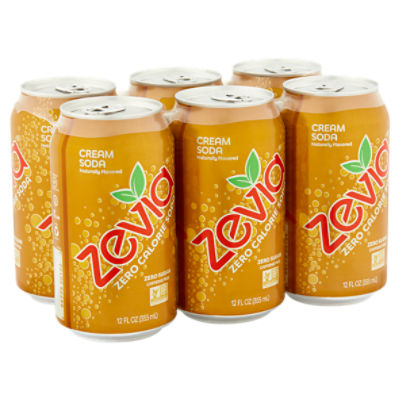 Zevia Zero Calorie Cream Soda, 12 fl oz, 6 count