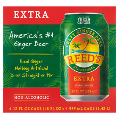 Reed's Extra Craft Ginger Beer, 12 fl oz, 4 count - Fairway