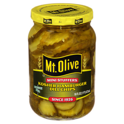 Mt. Olive Mini Stuffers Hamburger Dill Chips Fresh Pack, 16 fl oz