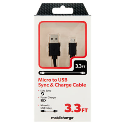 Mobilcharge 3.3Ft Micro to USB Sync & Charge Cable