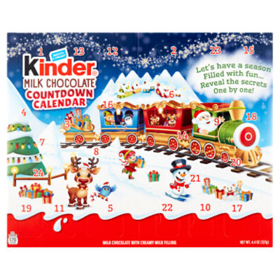 Kinder Countdown Calendar Milk Chocolate with Creamy Milk Filling, 24 ...